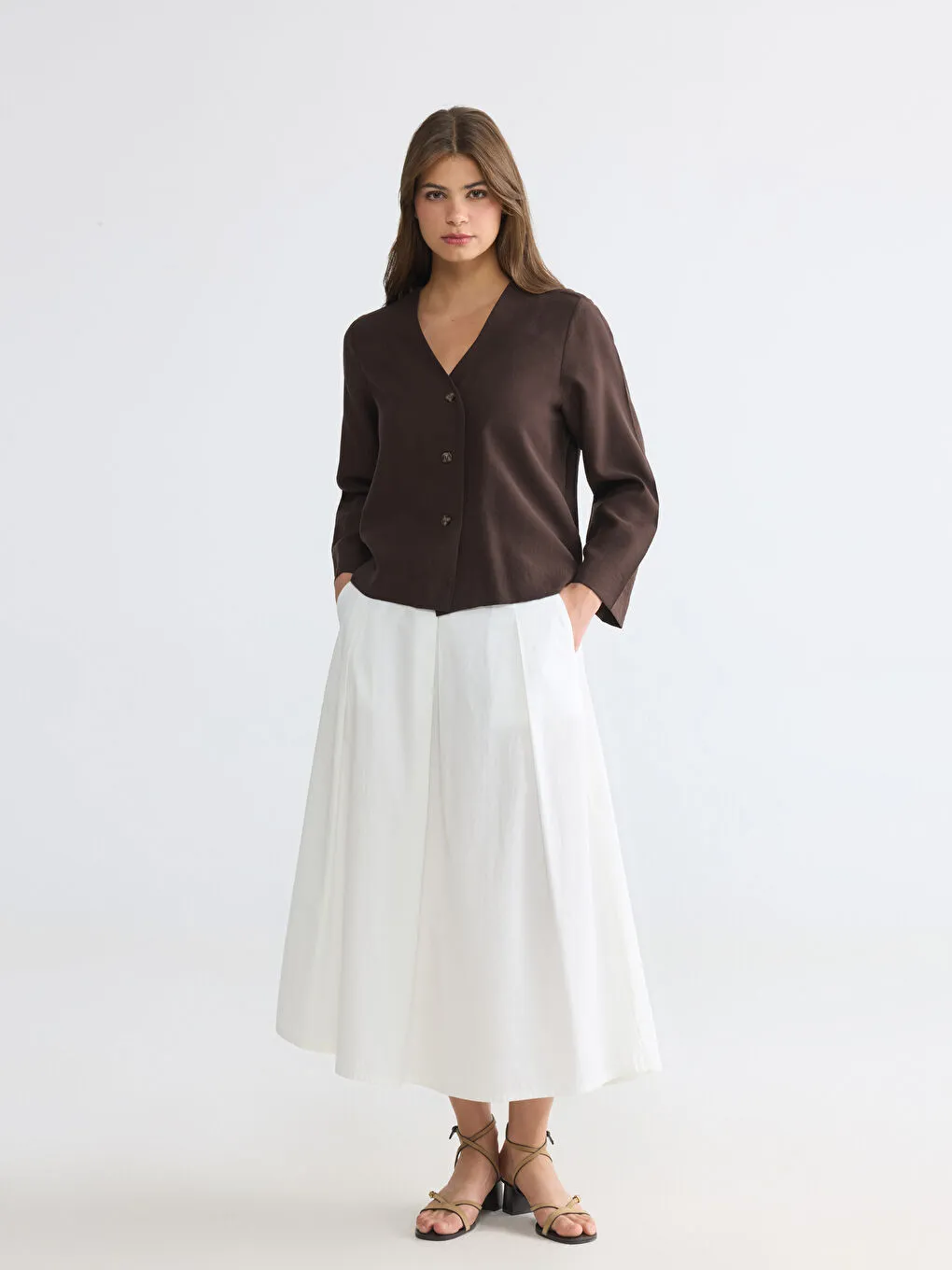 LCW EVERYDAY Bluza Od Modal Mešavine Sa V Izrezom