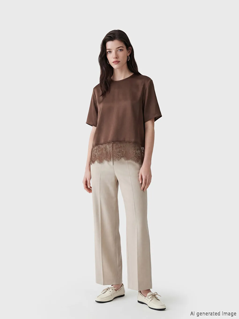 LCW Comfort Bluza Od Poplina Sa Čipkastim Detaljima I Okruglim Izrezom