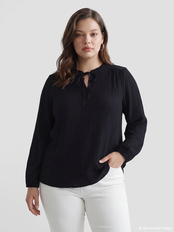 LCW EVERYDAY Bluza Sa Teksturom I Kragnom Na Vezanje