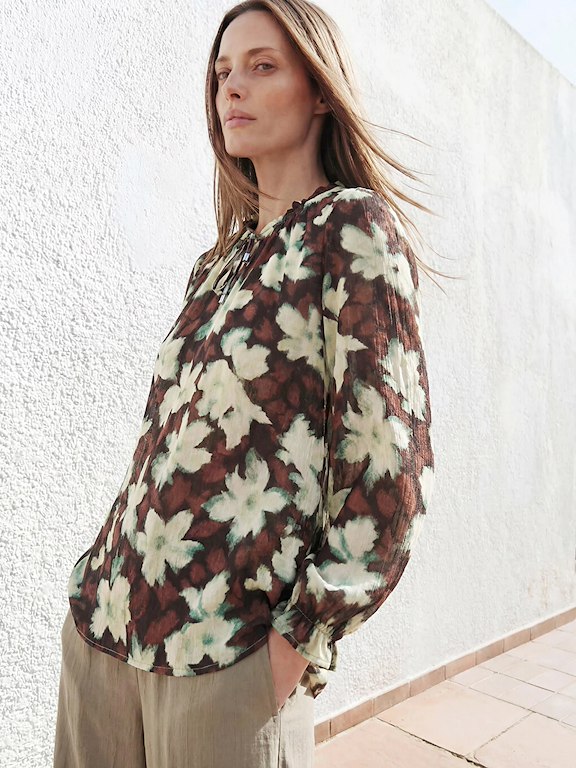 LCW Grace Ženska Cvetna Bluza Sa Kragnom Na Vezanje