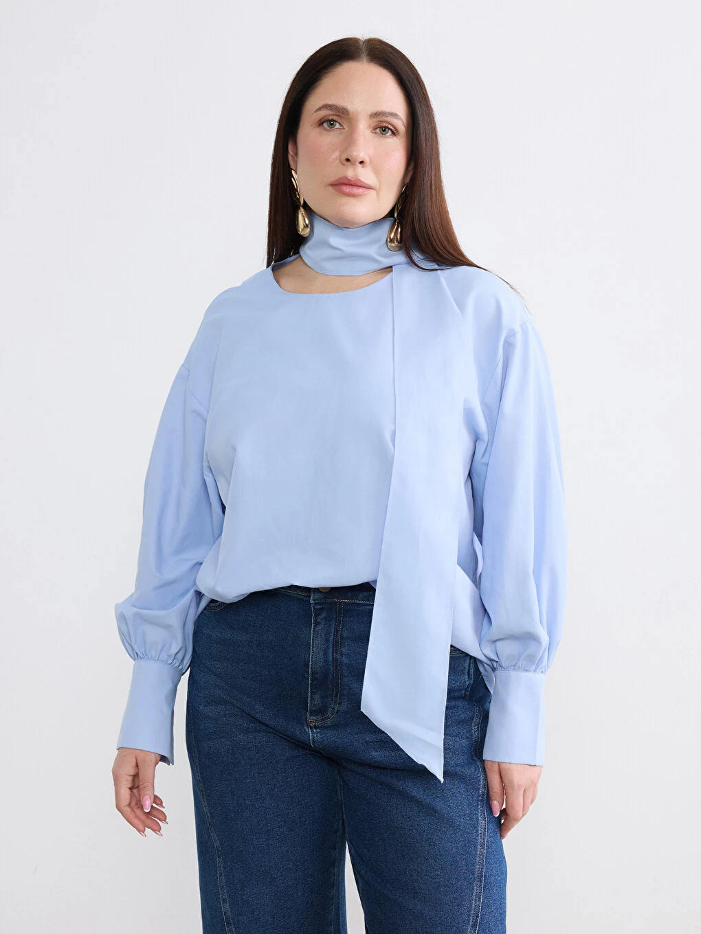 Soulife Ženska Bluza Sa Kragnom Na Vezanje I Naborima