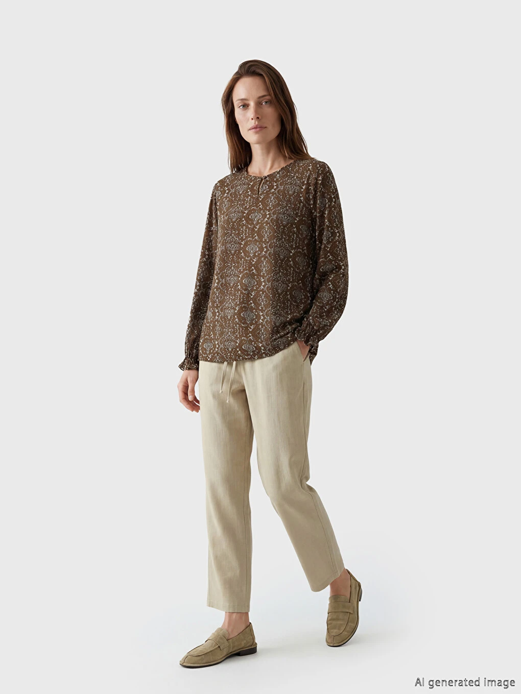 LCW Grace Bluza Sa Okruglim Izrezom Sa Uzorkom