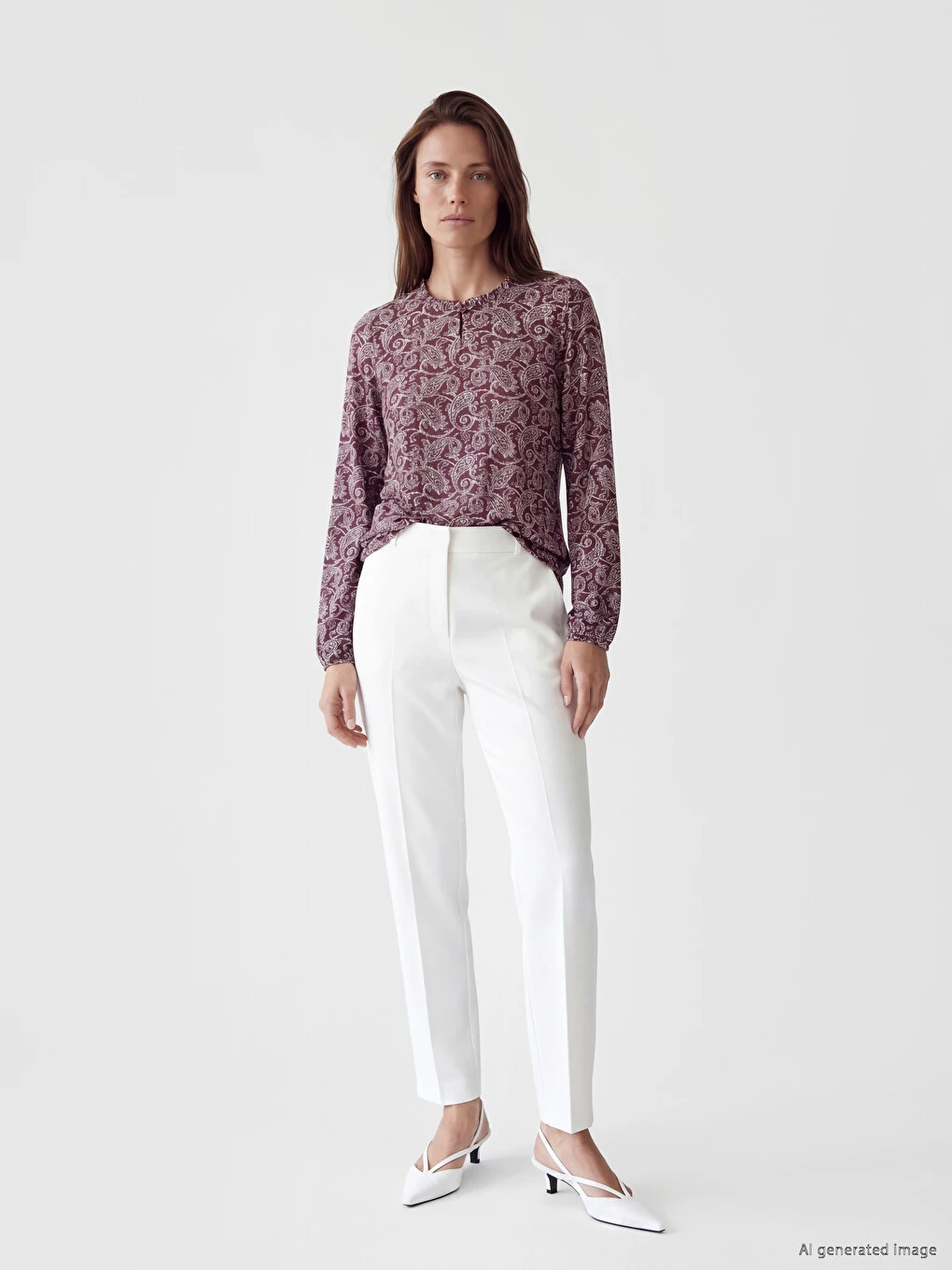 LCW Grace Bluza Sa Naborima Sa Visokom Kragnom I Uzorkom