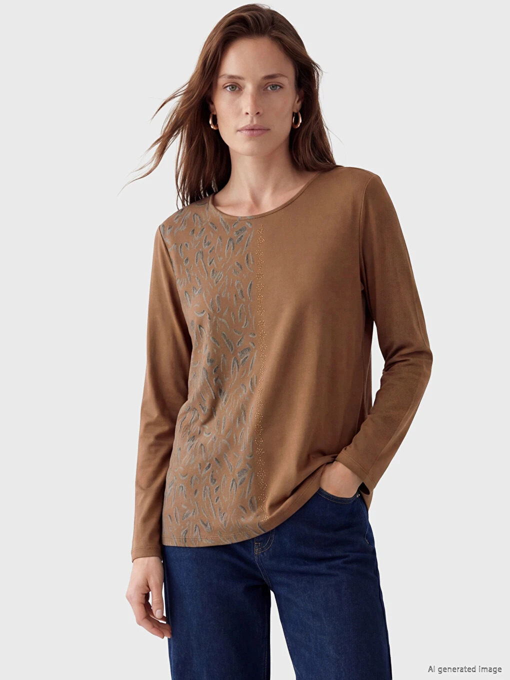 LCW Grace Bluza Sa Okruglim Izrezom Sa Uzorkom