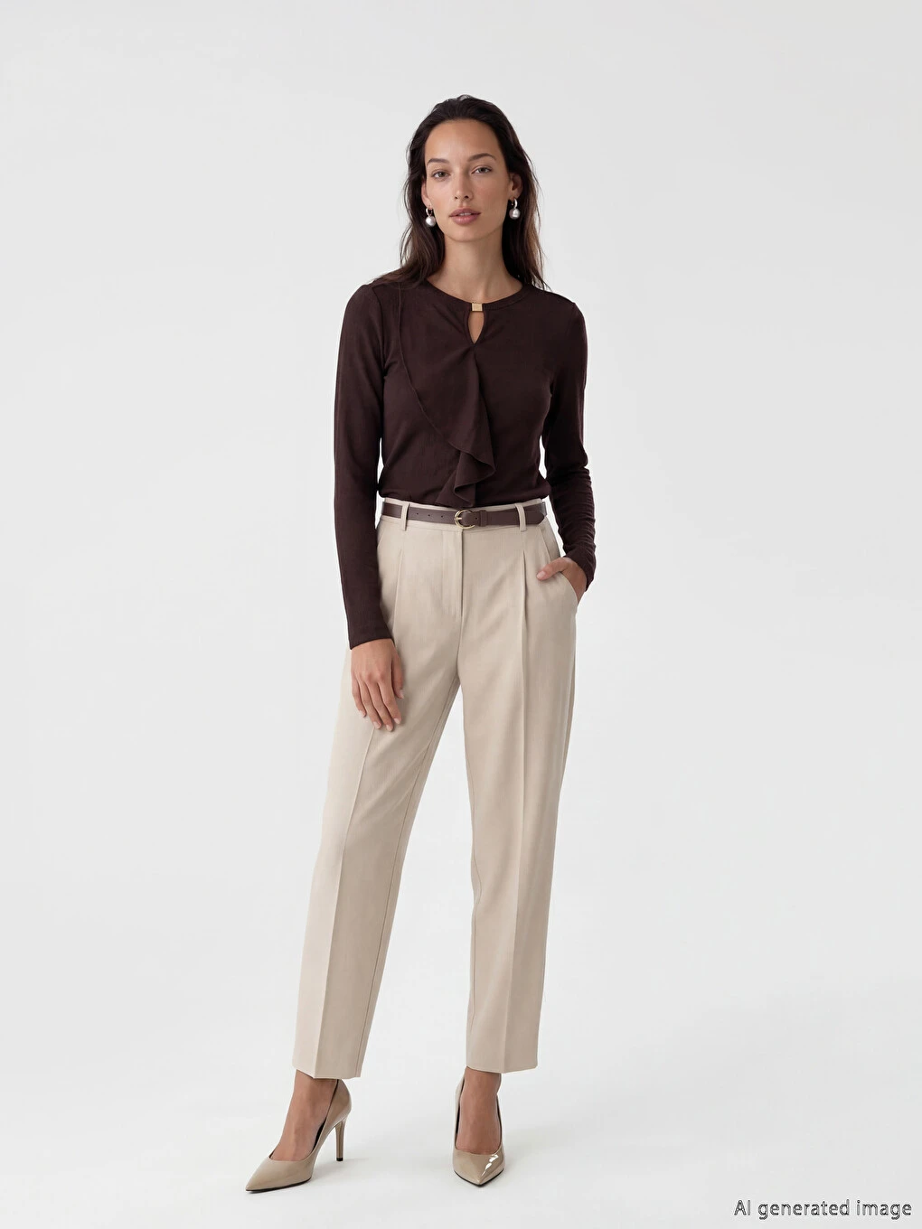 LCWAIKIKI Classic Bluza Sa Volanima Okruglog Izreza