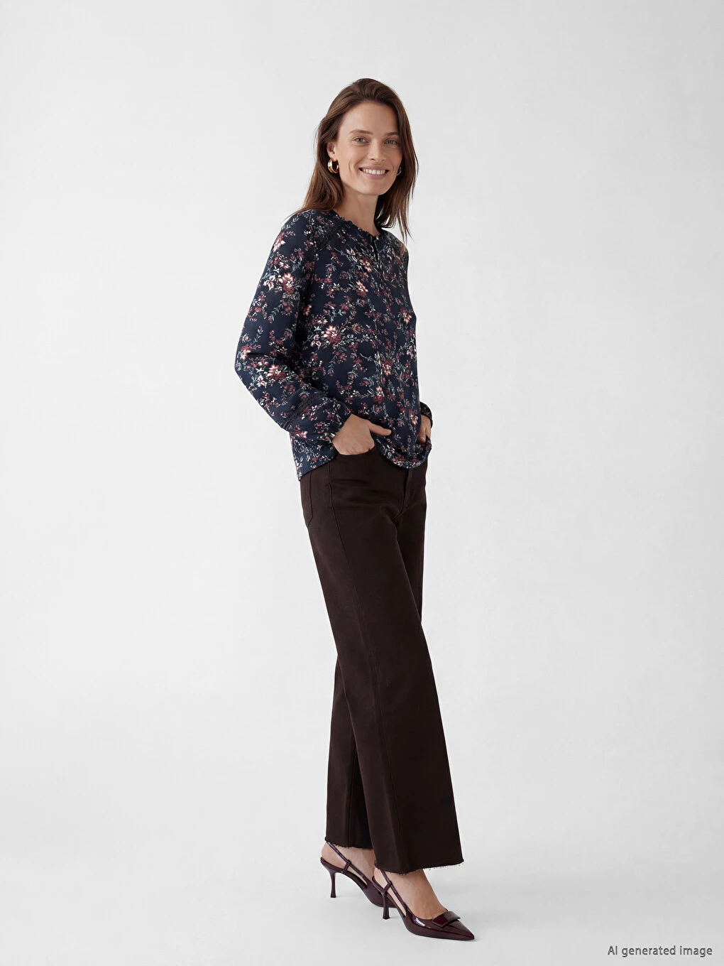 LCW Grace Bluza Sa Okruglim Izrezom I Cvetnim Dezenom