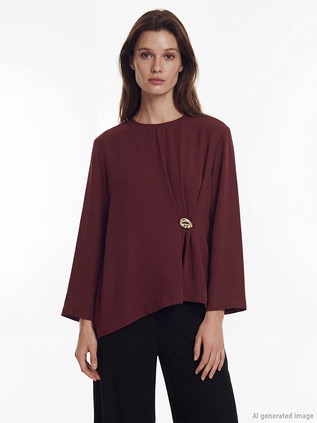 LCW Modest Bluza Sa Okruglim Izrezom I Naborima