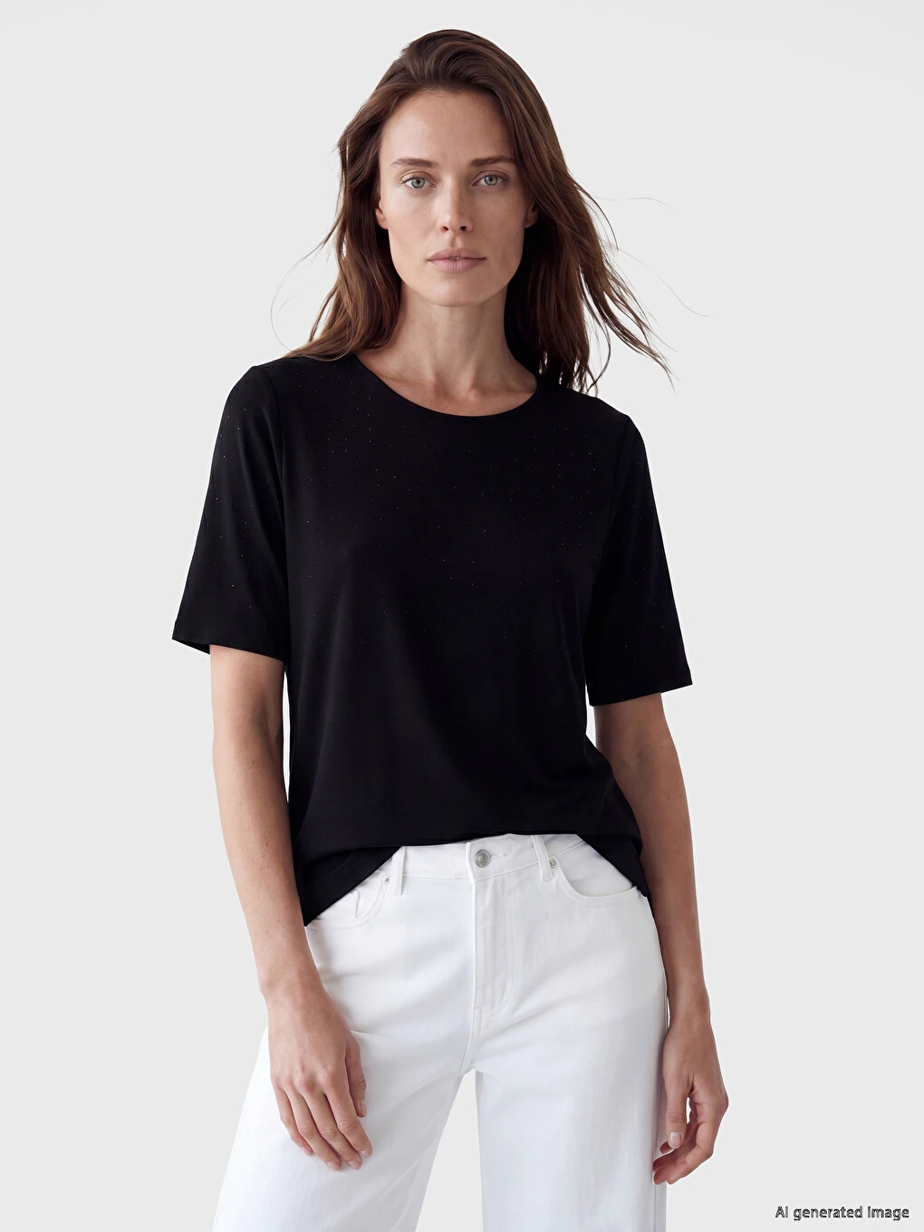 LCW Grace Bluza Sa Okruglim Izrezom Ukrašena Cirkonima