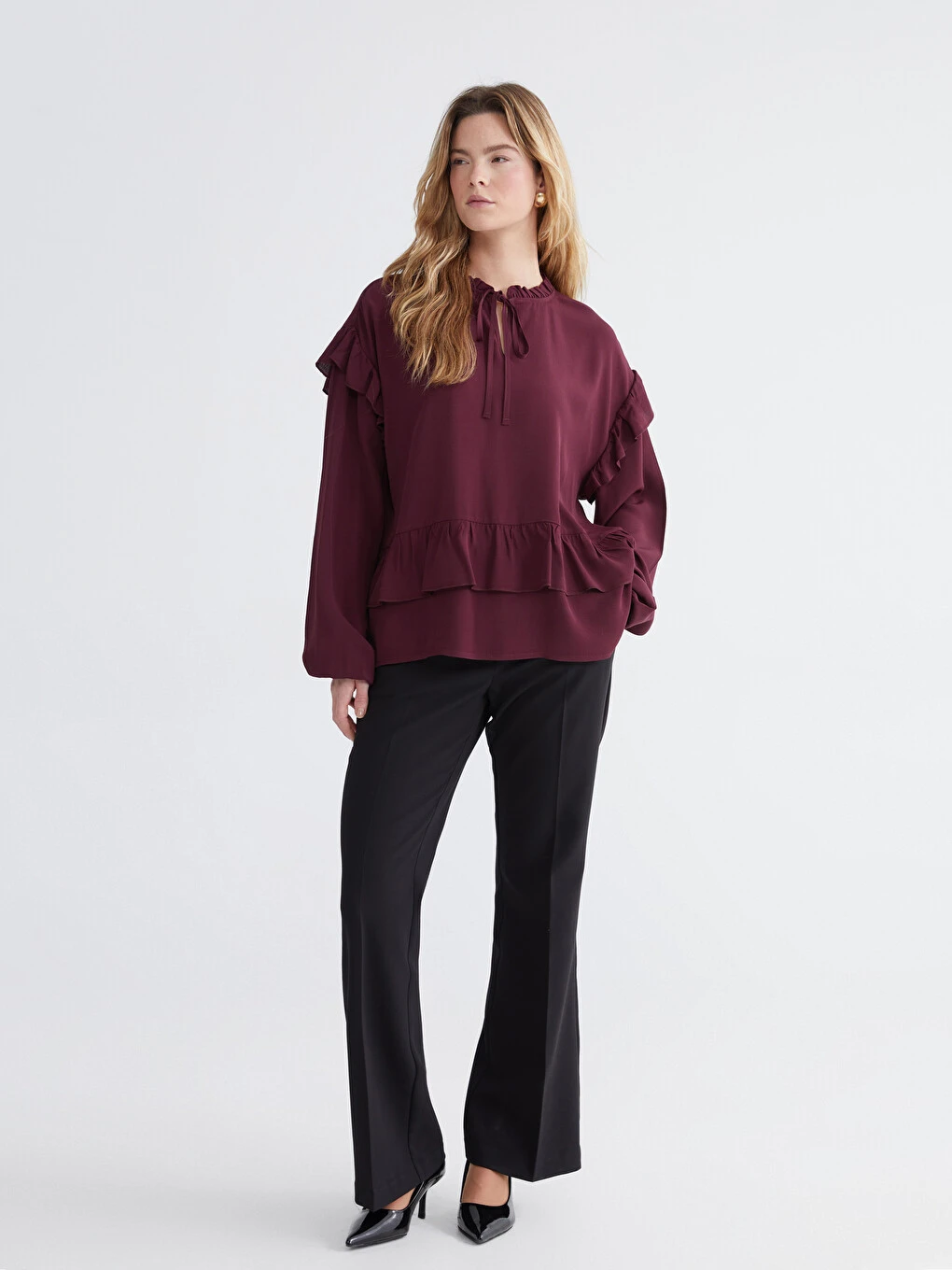 LCW EVERYDAY Bluza Sa Mašnom Na Vratu I Naborima, Oversize Kroj