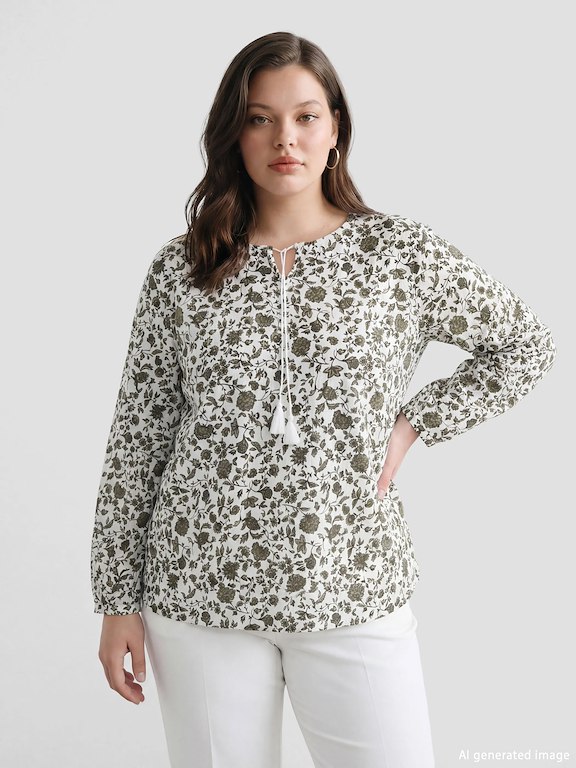 LCW Grace Cvjetna Bluza Sa Vezanom Kragnom