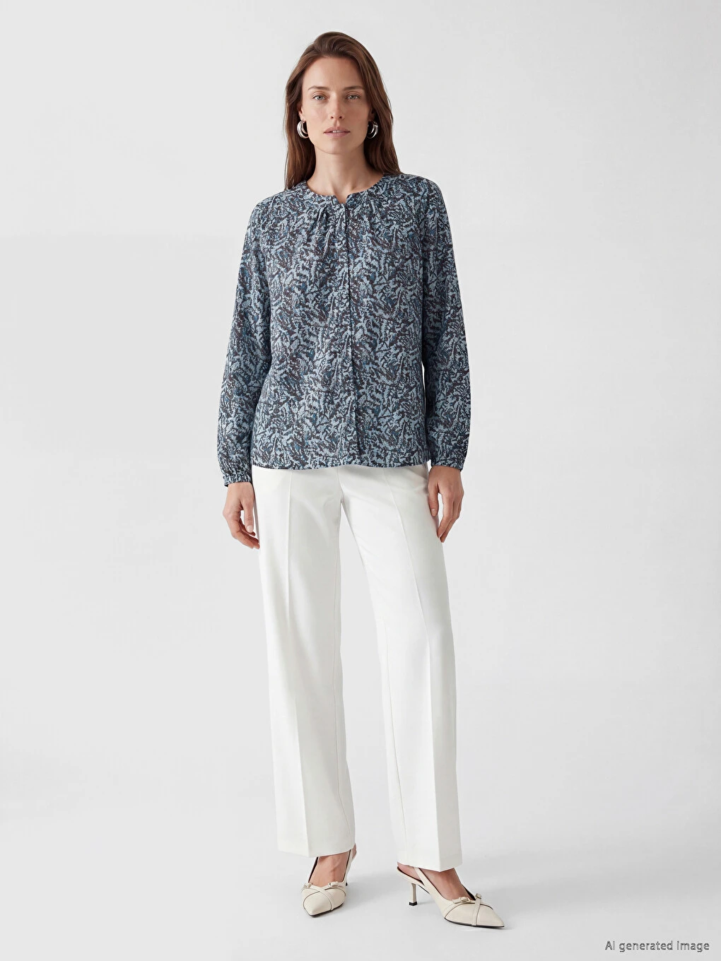LCW Grace Bluza Sa Okruglim Izrezom Sa Uzorkom