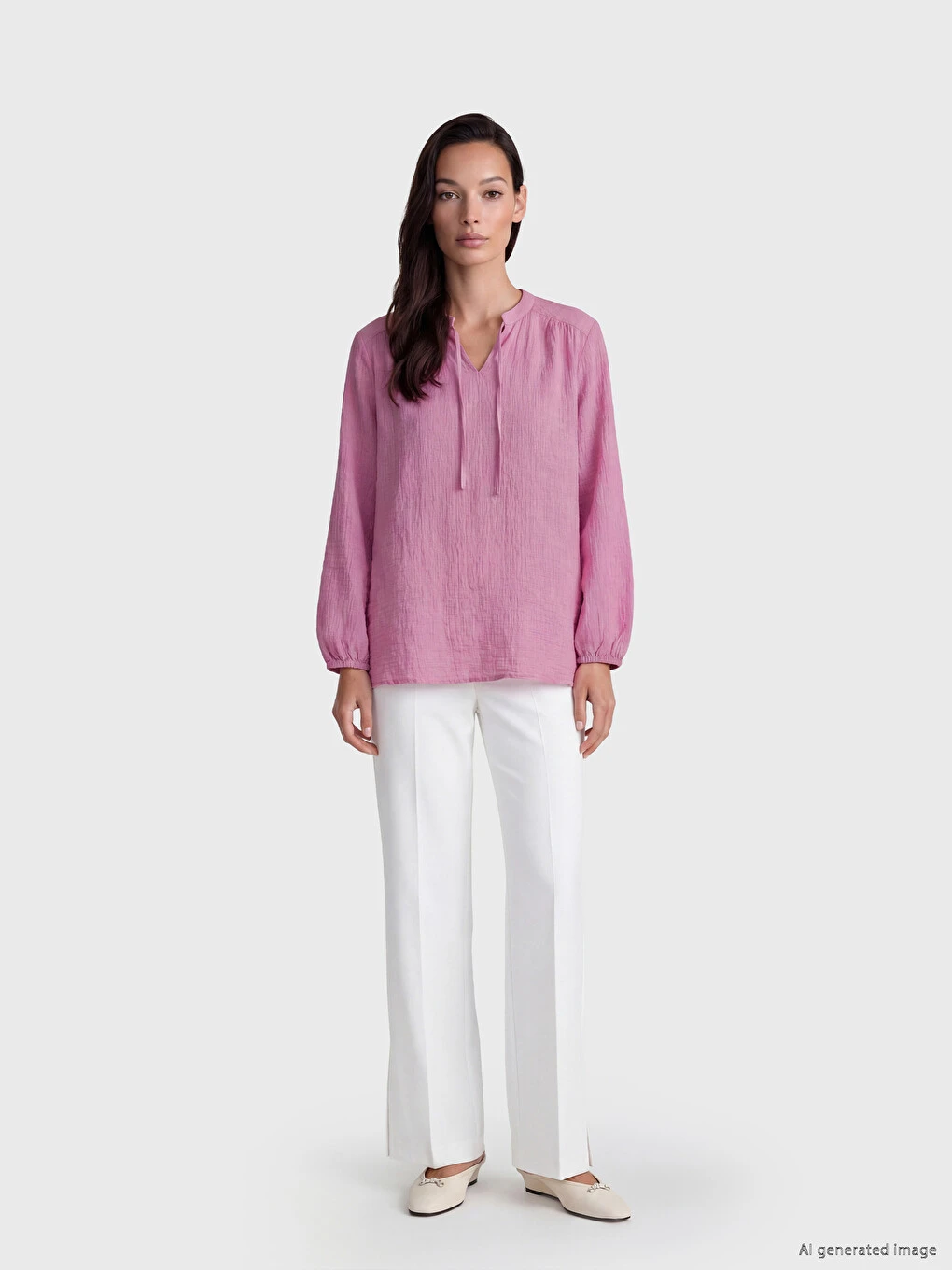 LCW EVERYDAY Bluza Sa Teksturom I Kragnom Na Vezanje