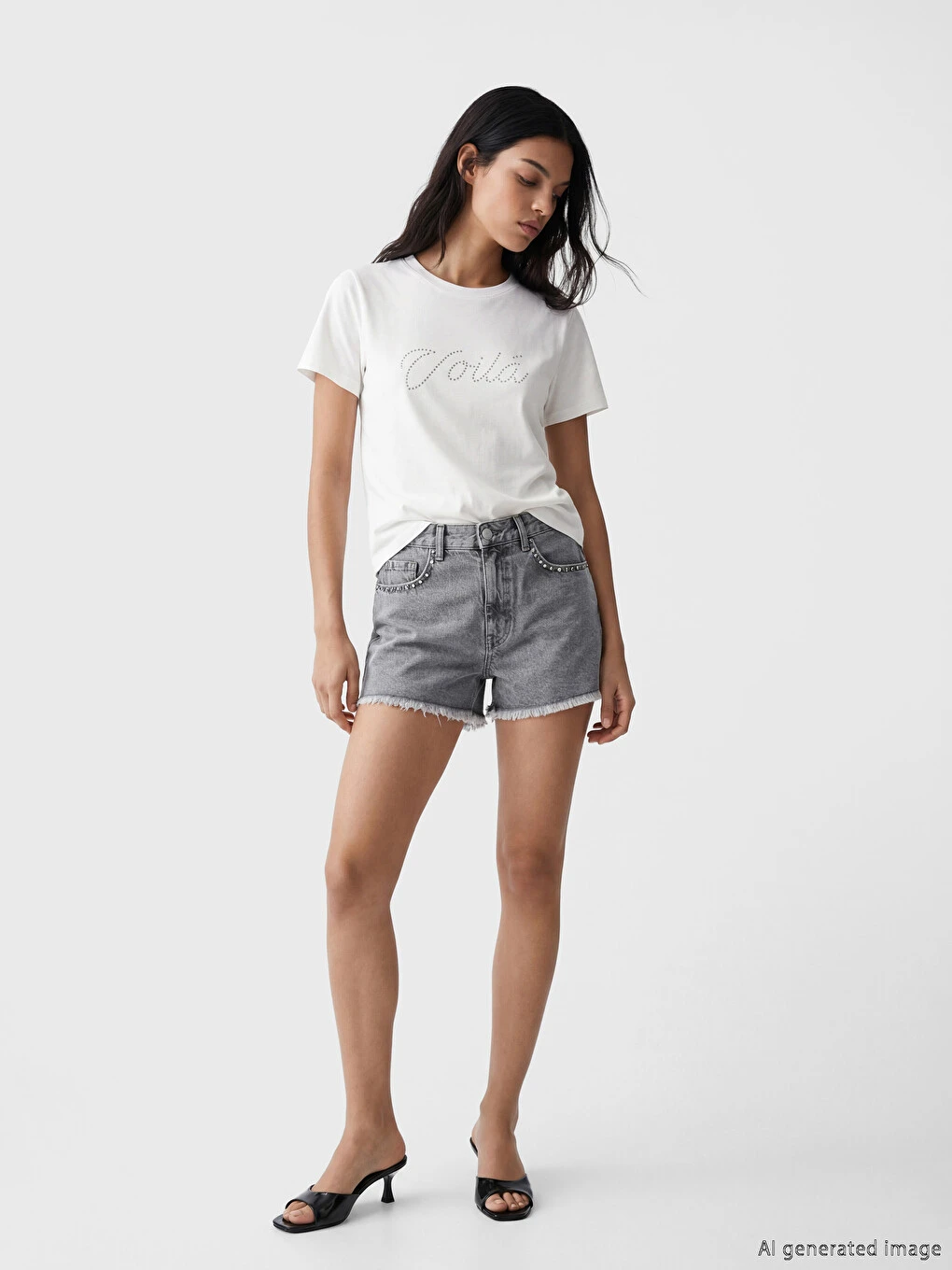 LCW Vision Bluza Sa Okruglim Izrezom Ukrašena Cirkonima