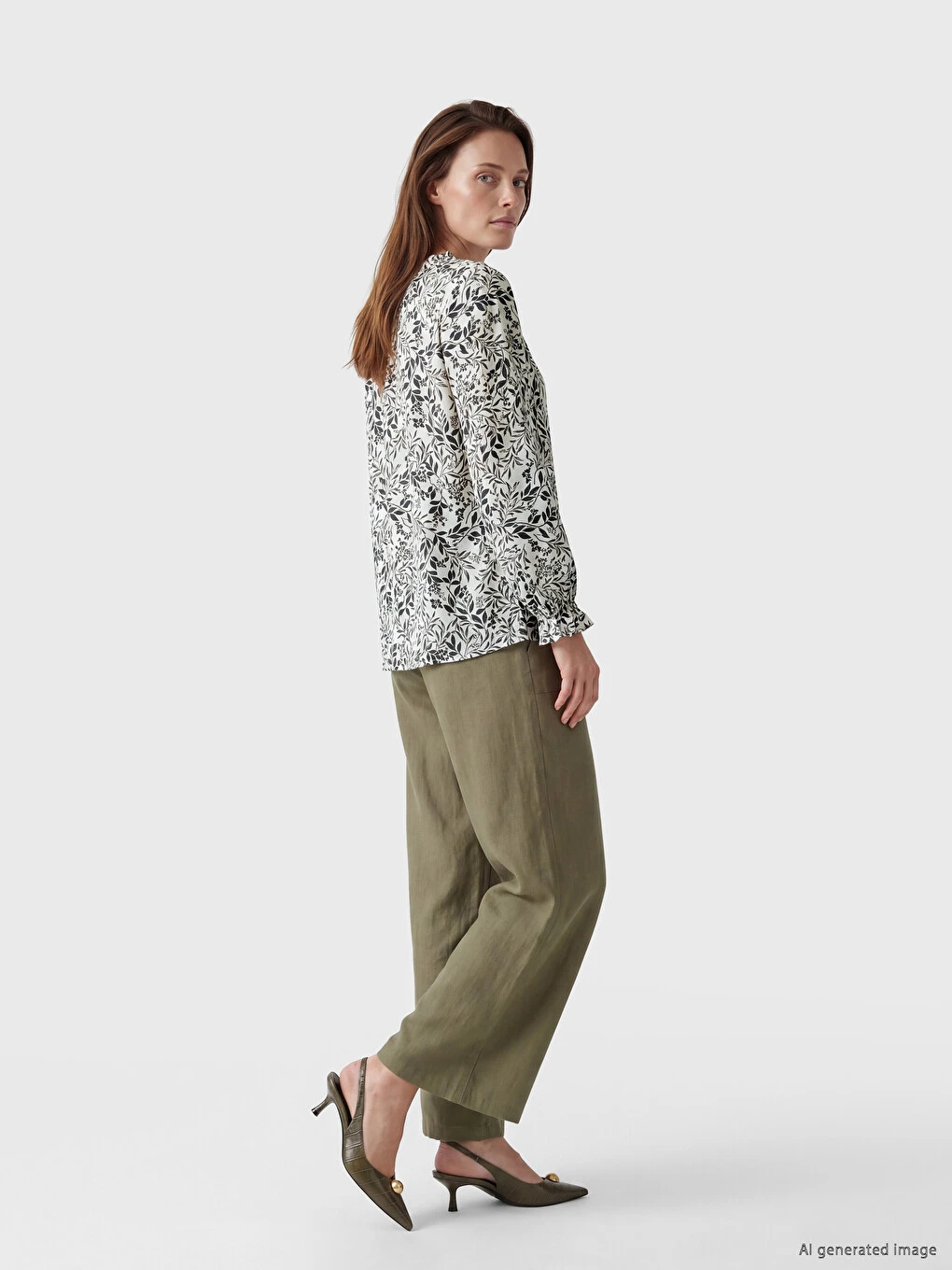 LCW Grace Bluza Sa Cvetnim Dezenom I Kragnom Na Vezivanje
