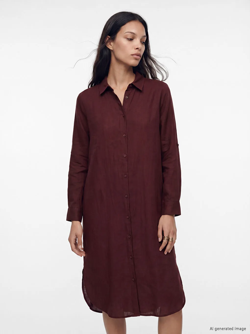 LCW EVERYDAY Oversize %100 Lanena Ženska Košulja Tunika