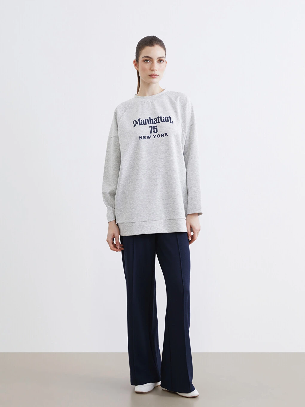 LCW Modest Štampana Mekana Oversized Ženska Tunika Dukserica