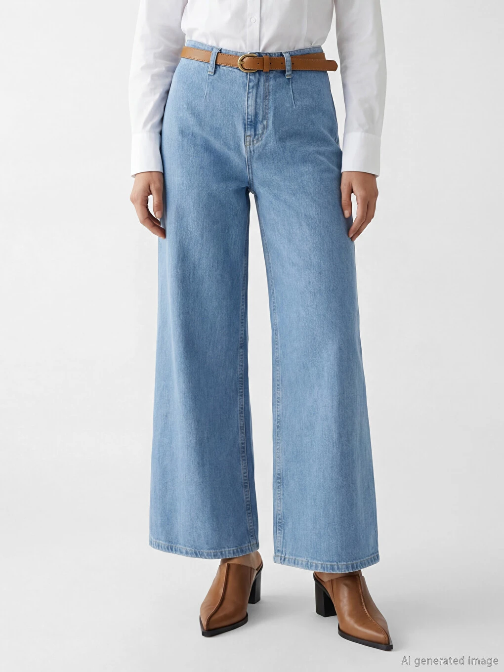 LCW Jeans Ženske Farmerke Širokih Nogavica Sa Kaišem U Struku