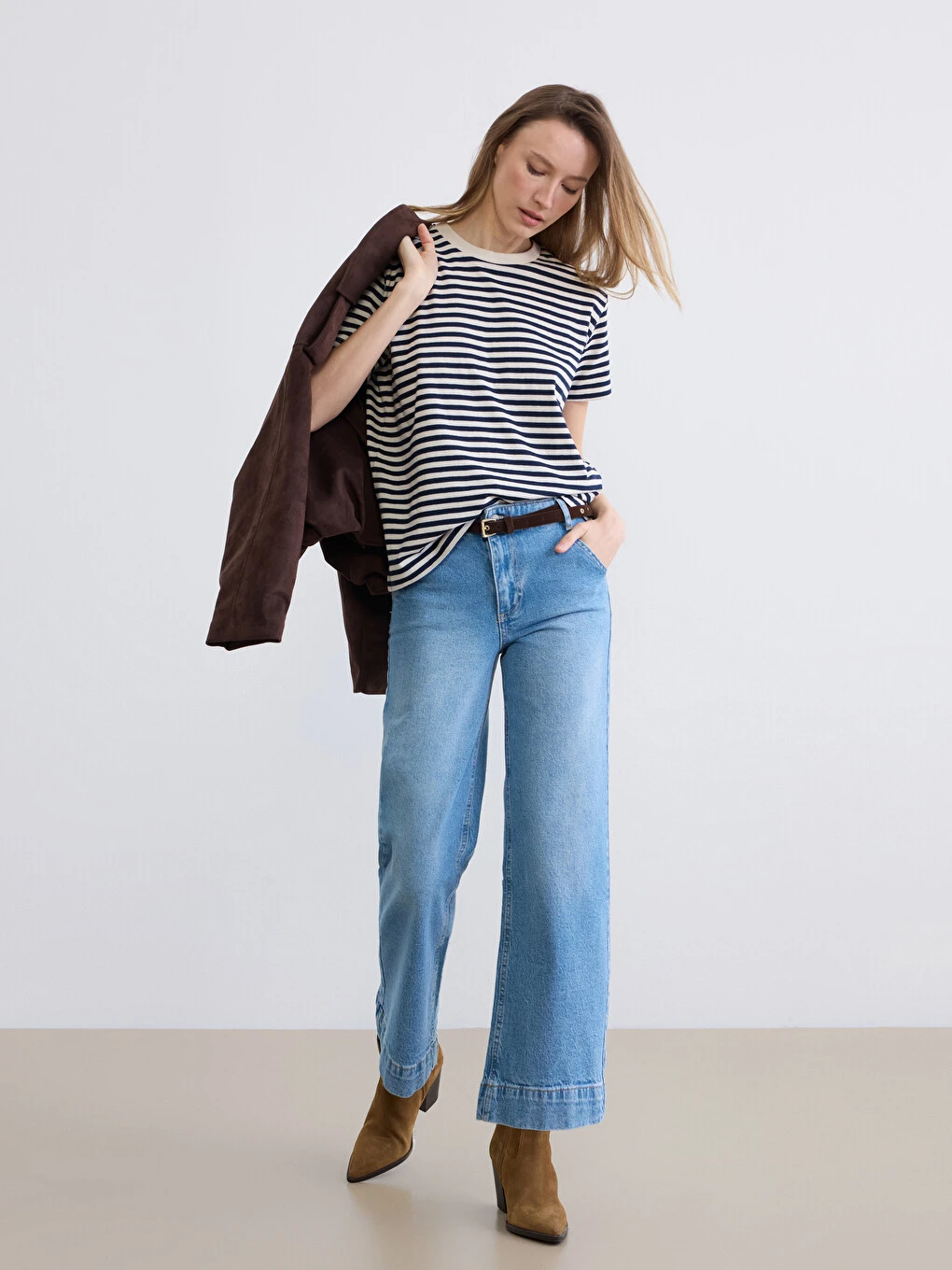 LCW Jeans Visoki Struk Široke Nogavice Ženski Džins Pantalone