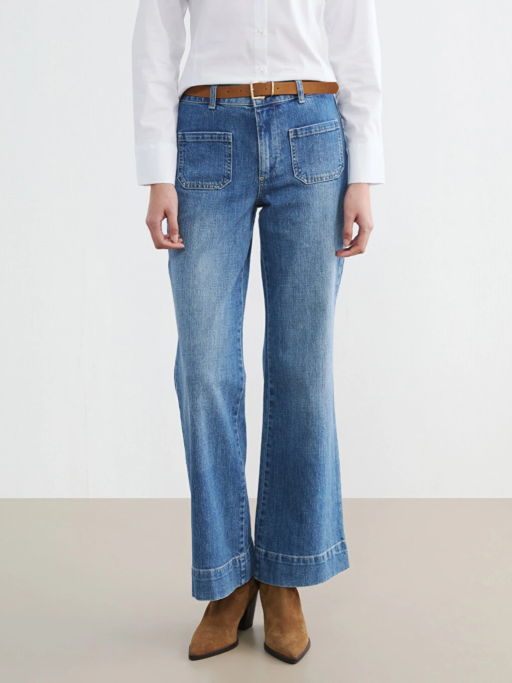 LCW Jeans Ženske Farmerke Sa Kaišem, Visokog Struka I Širokih Nogavica