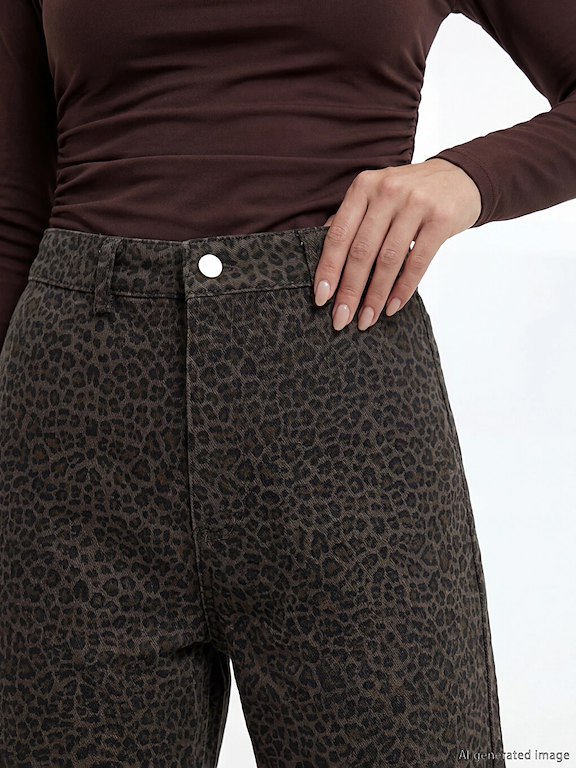 LCW Modest Ženske Farmerke Širokih Nogavica Sa Leopard Printom