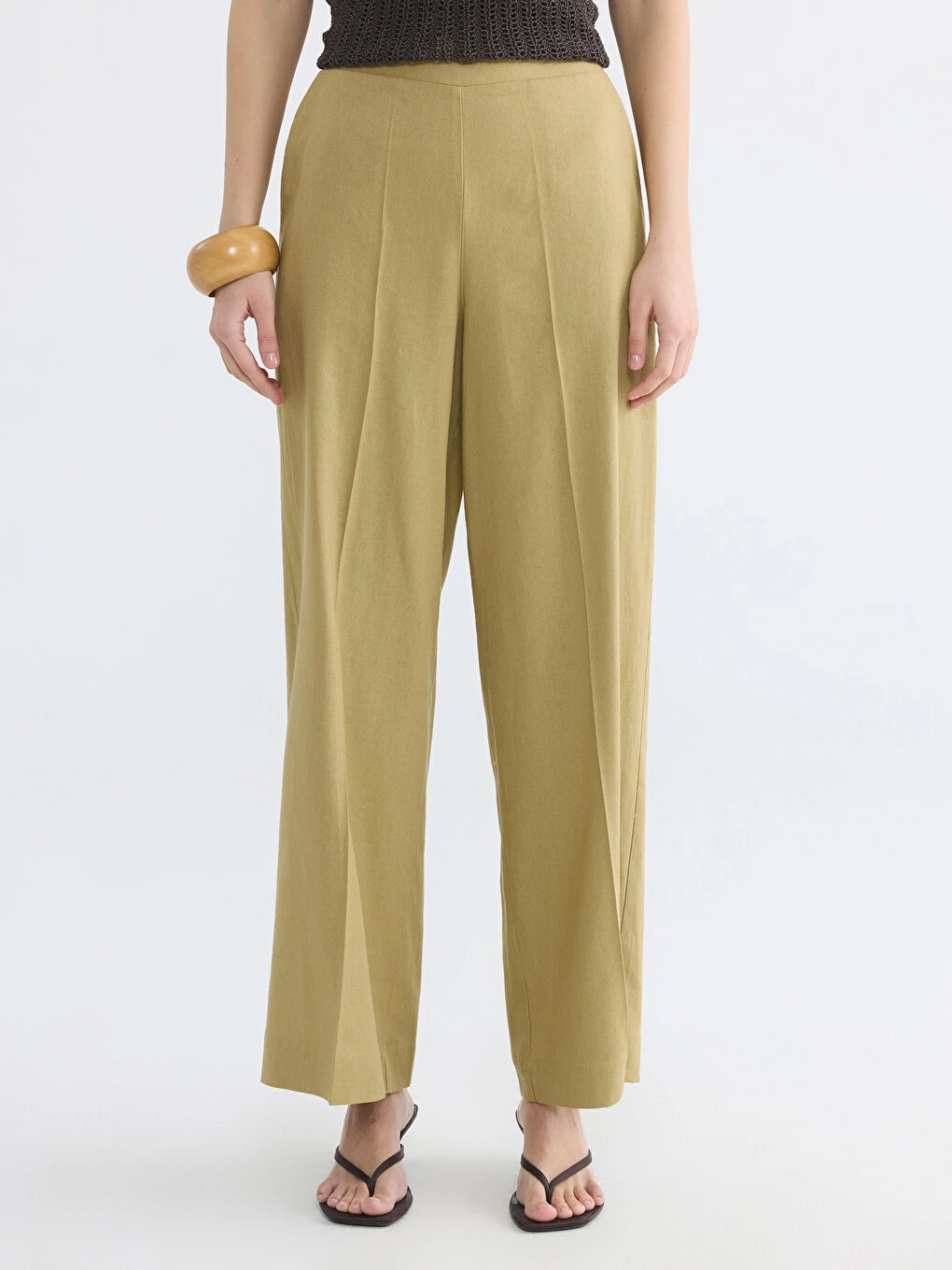 LCWAIKIKI Classic Ženske Pantalone Od Mešavine Lana Sa Elastičnim Strukom
