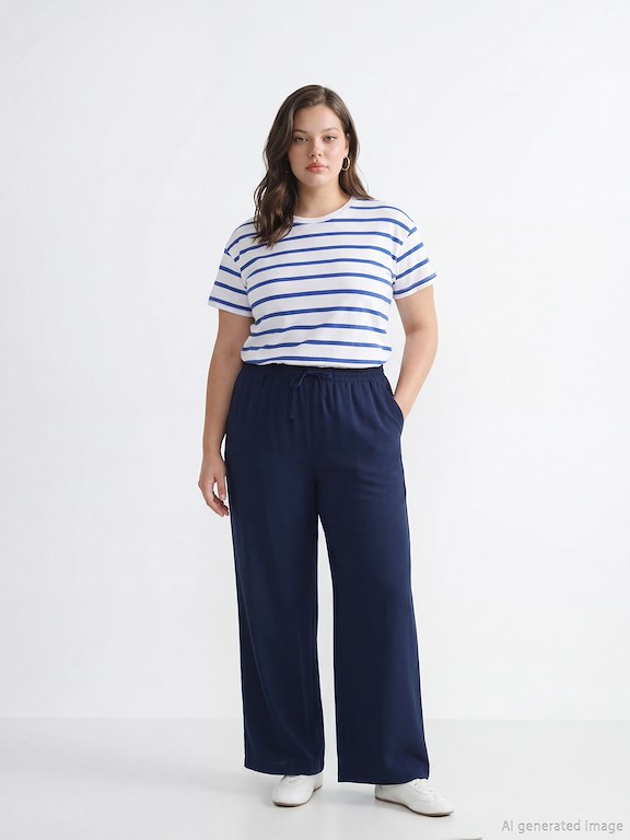 LCW Comfort Široke Nogavice Pantalone Za Žene Sa Elastičnim Strukom