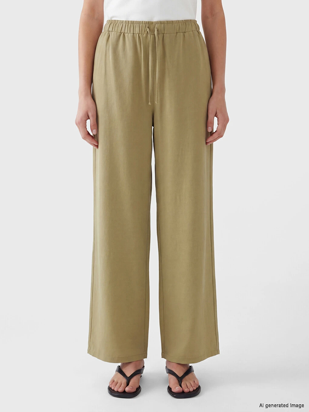 LCW Modest Ženske Pantalone Od Mešavine Lana Sa Elastičnim Strukom