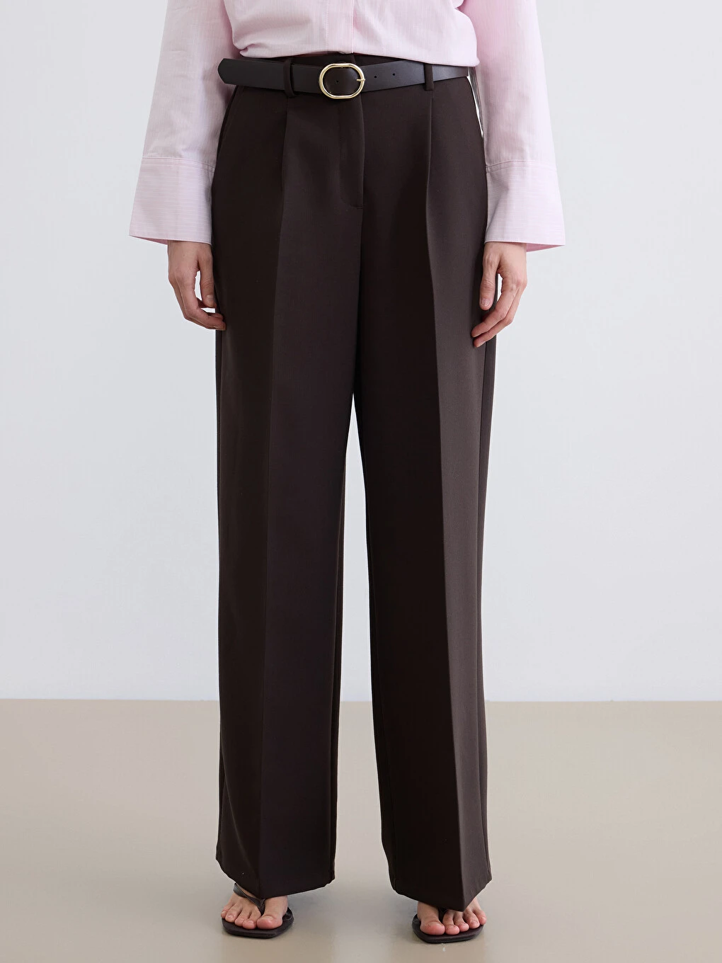 LCW Vision Pantalone Za Žene Sa Kaišem Od Plisiranog Materijala