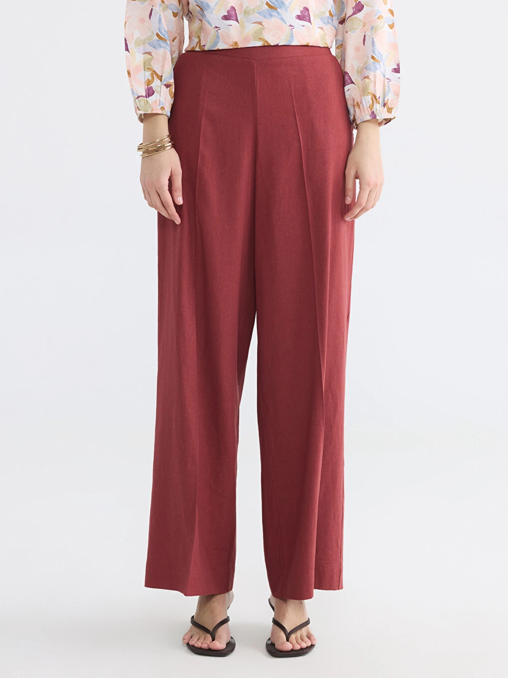 LCWAIKIKI Classic Ženske Pantalone Od Mešavine Lana Sa Elastičnim Strukom