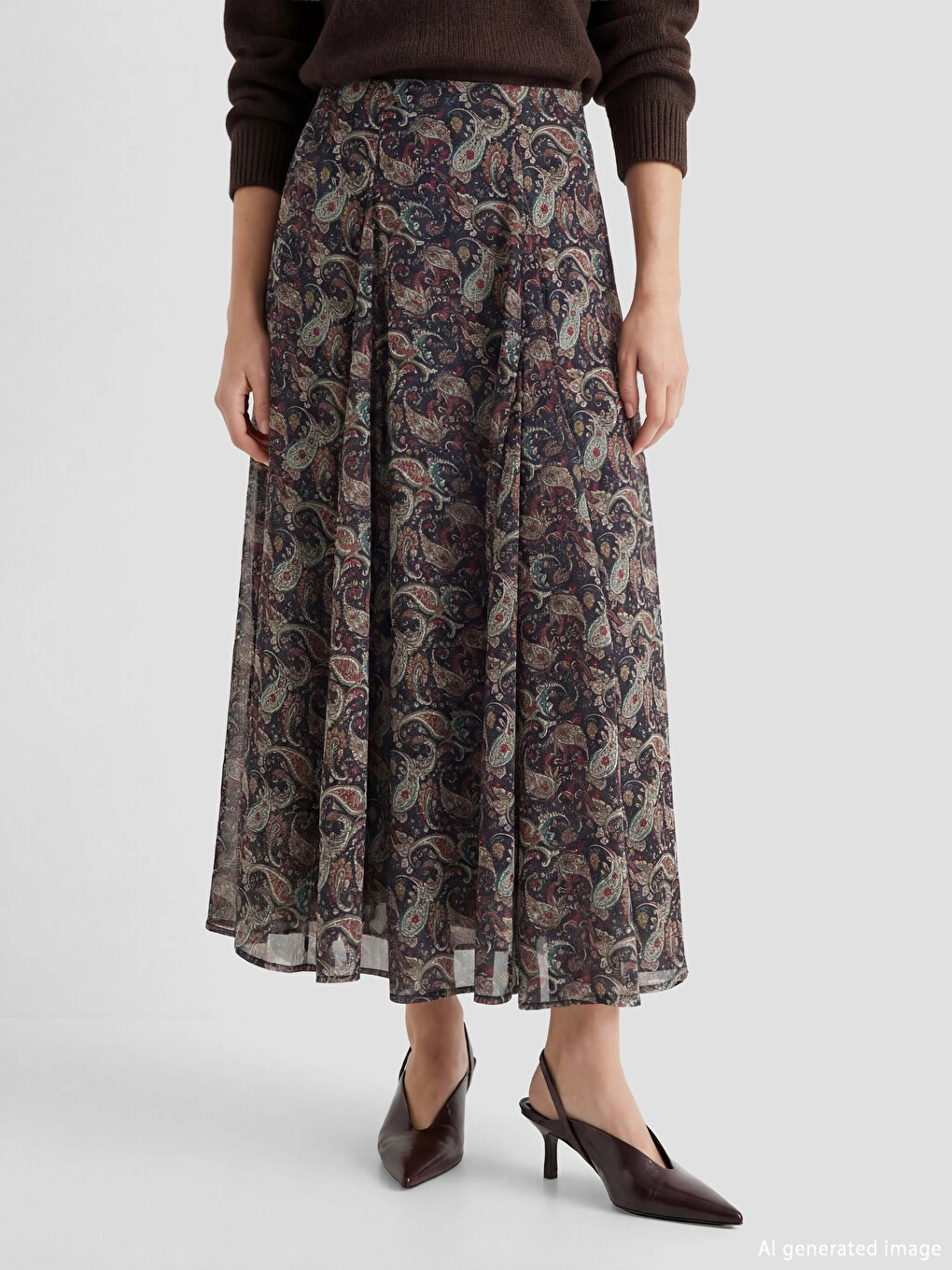 LCW Modest Ženska Plisirana Suknja Sa Uzorkom I Rajsferšlusom Na Struku