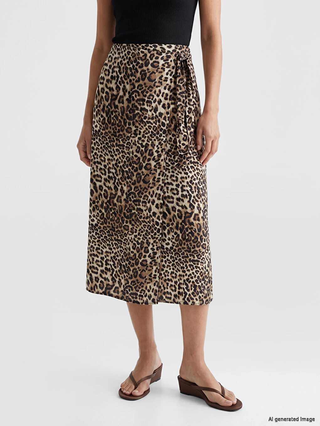 LCWAIKIKI Classic Preklopna Suknja Sa Leopard Printom I Detaljem Na Vezivanje