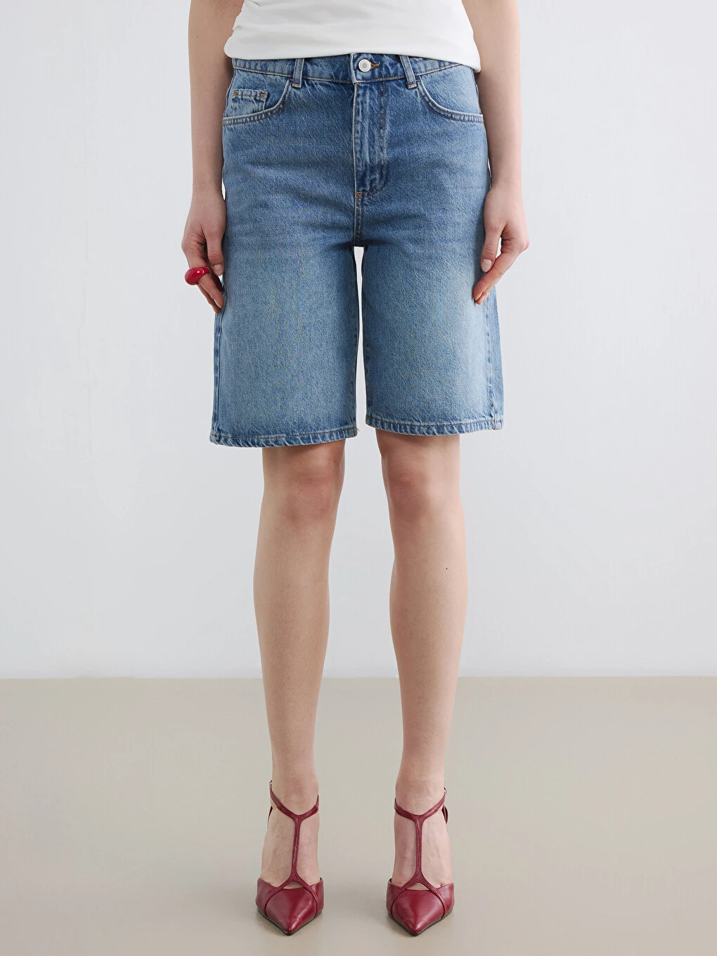 LCW Jeans Ženski Teksas Šorts Visokog Struka Bermuda Kroja