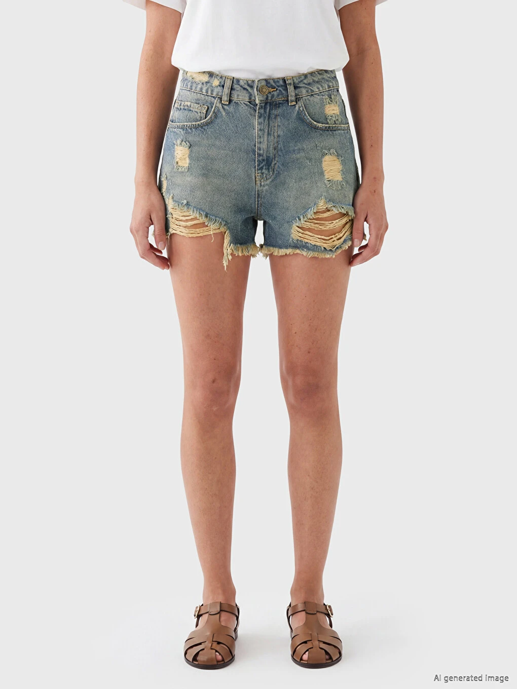 LCW Jeans Ženski Teksas Šorts Sa Izlizanim Detaljima
