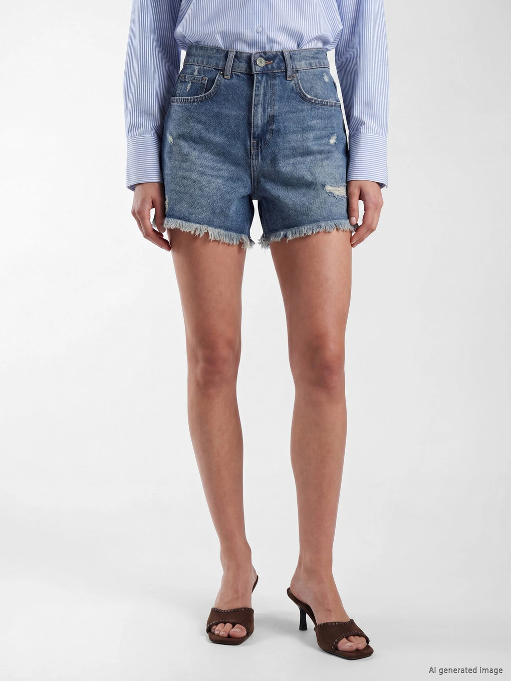 LCW Jeans Ženski Teksas Šorts Sa Visokim Strukom I Resama