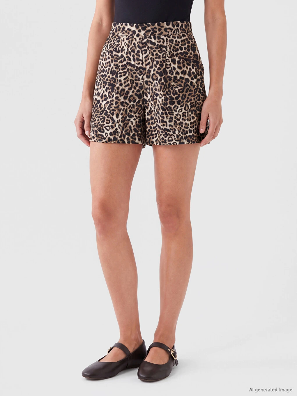 LCWAIKIKI Classic Ženski Šorts Sa Visokim Strukom I Leopard Printom