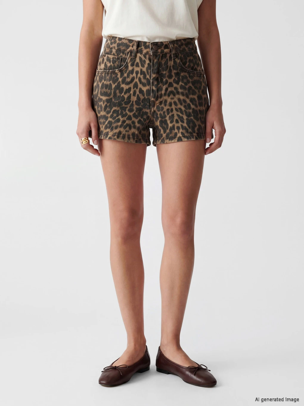 LCW Jeans Ženski Teksas Šorts Sa Leopard Printom