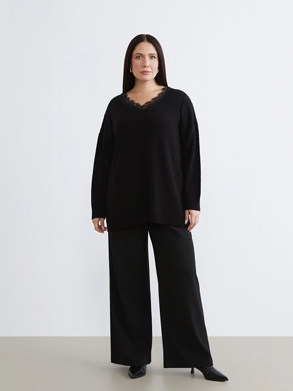 Soulife Plus Size V Izrez Ženski Trikotažni Džemper