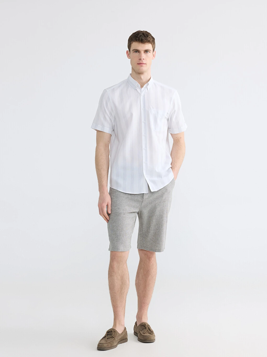 LCWAIKIKI Classic Regular Fit Prugasta Dobby Muška Košulja