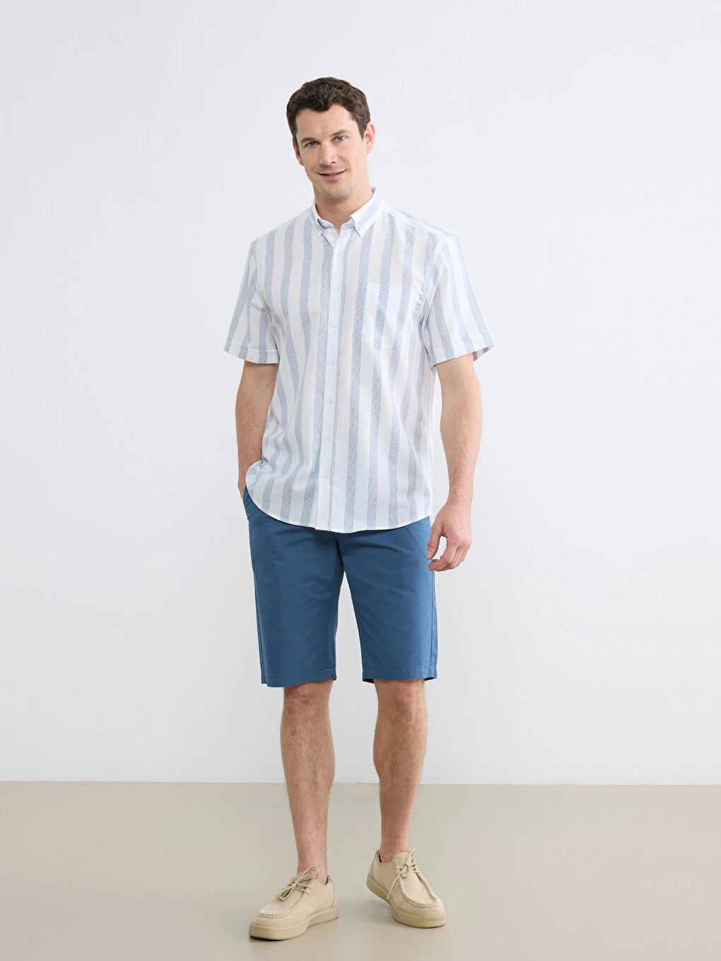 LCWAIKIKI Classic Regular Fit Prugasta Dobby Muška Košulja