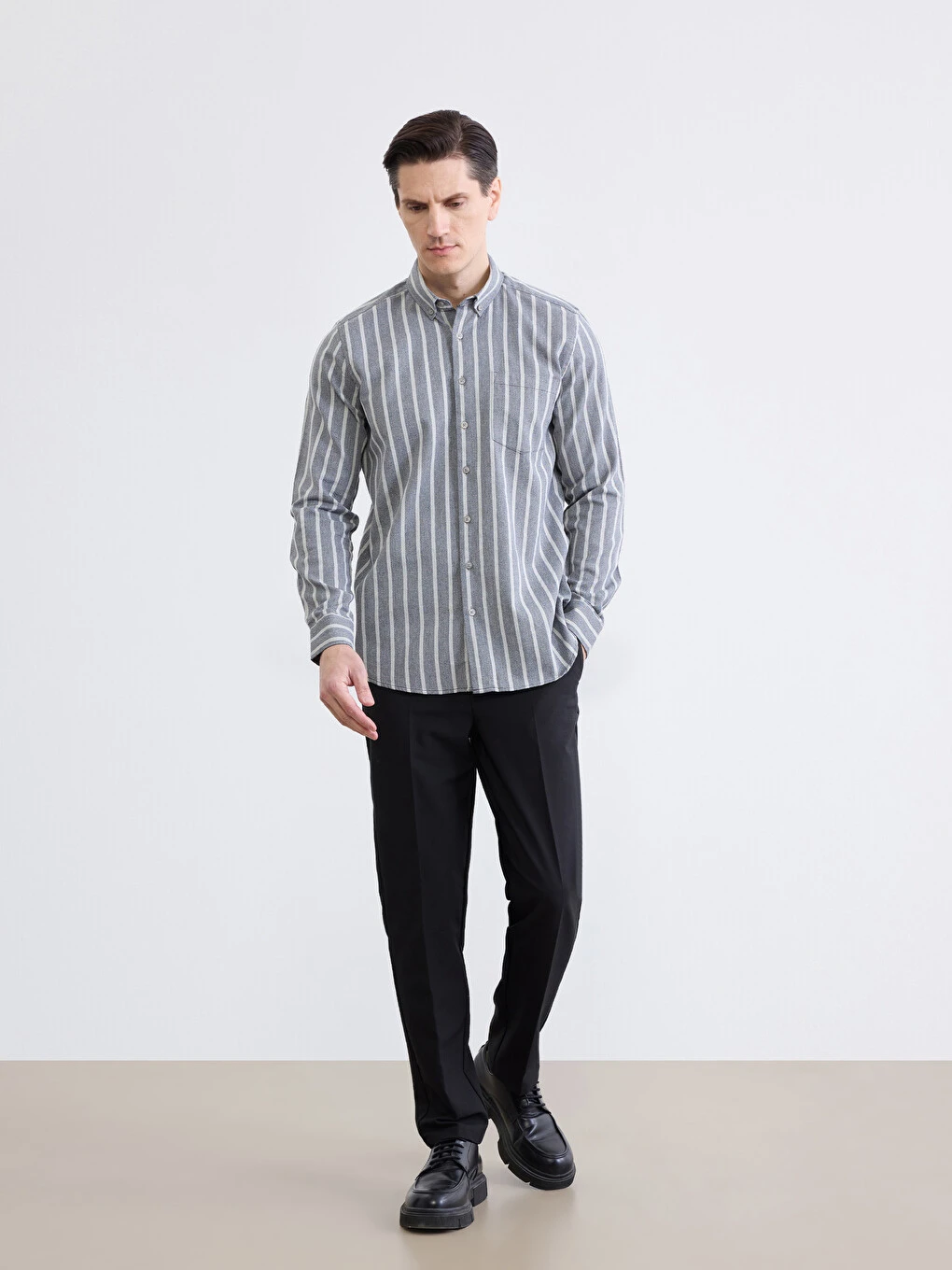 LCWAIKIKI Classic Regular Fit Prugasta Muška Dobby Košulja