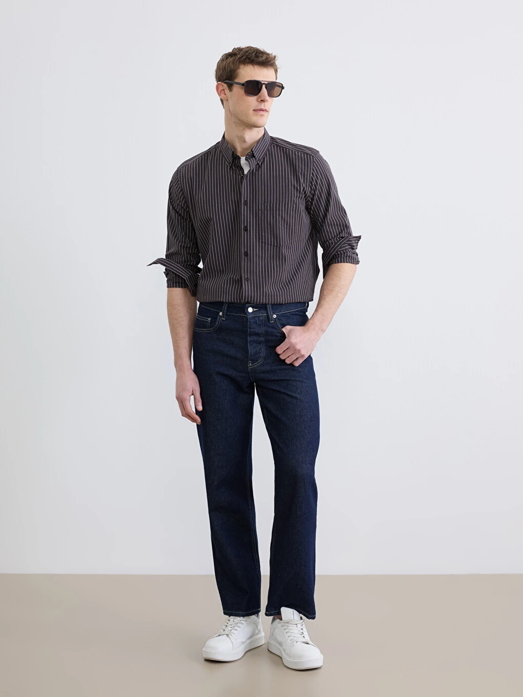 LCWAIKIKI Classic Regular Fit Prugasta Dobby Muška Košulja