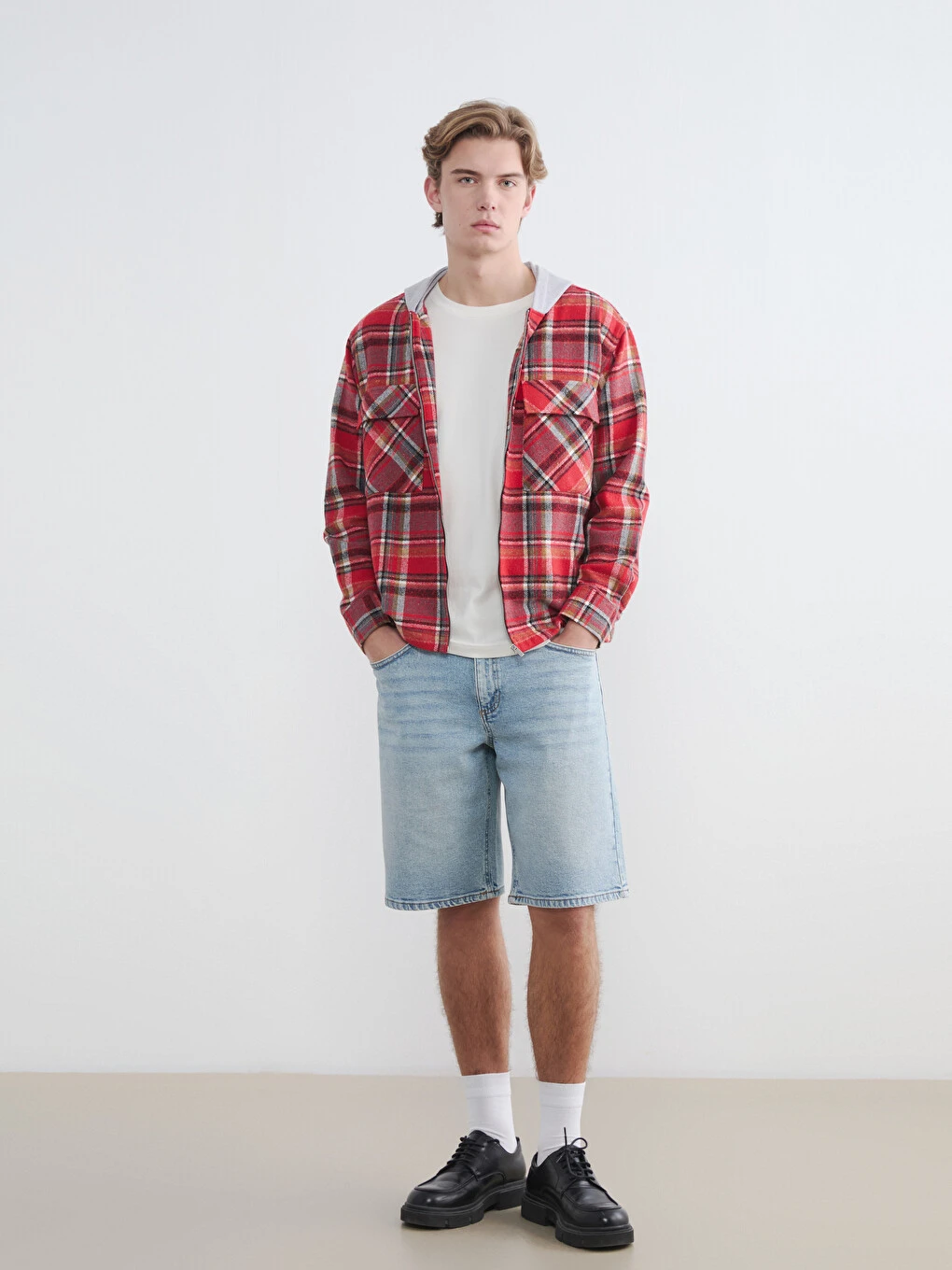 XSIDE Muška Košulja Jakna Sa Kapuljačom Opuštenog Kroja U Stilu Lumberjack Košulje