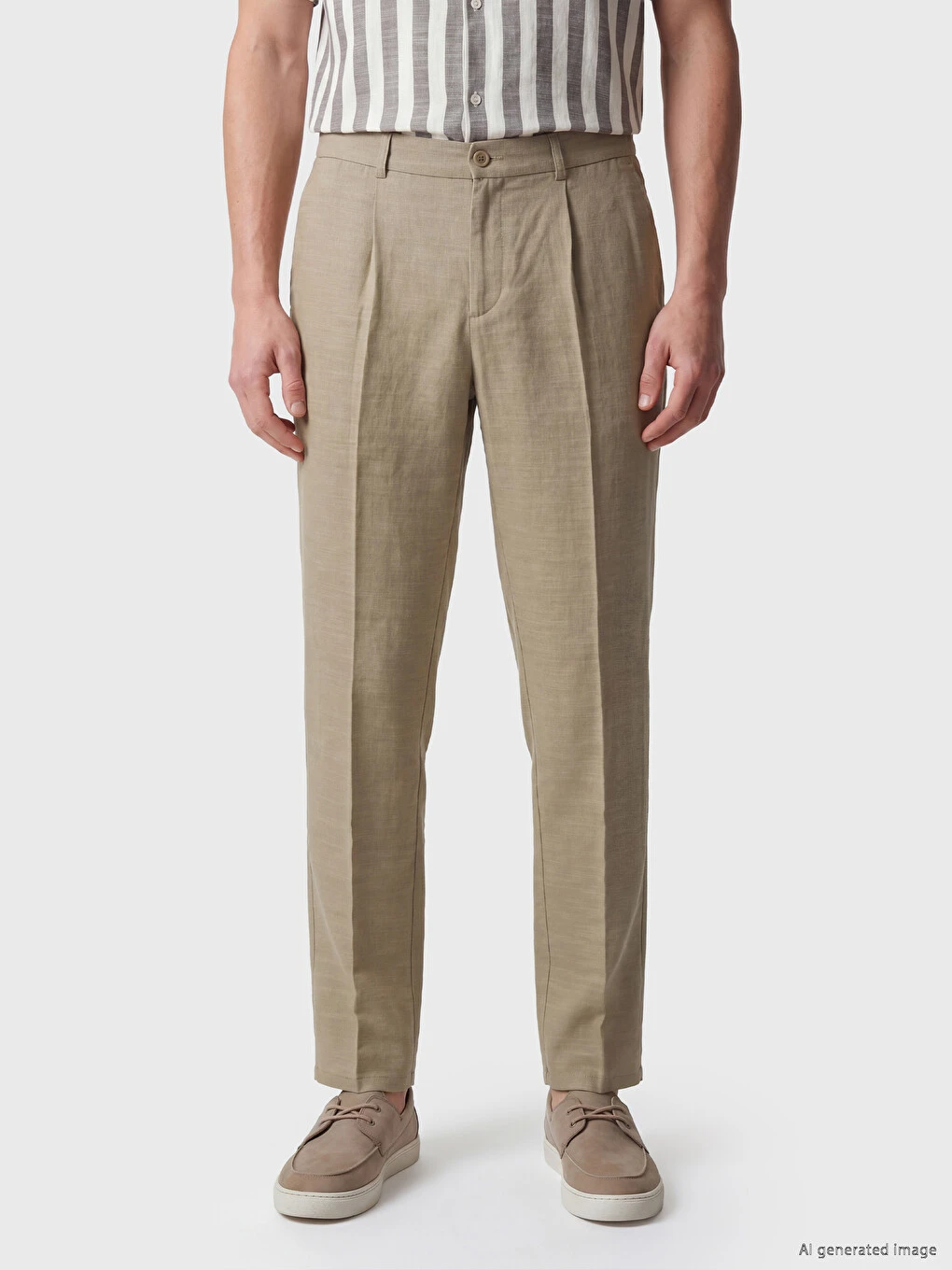 SOUTHBLUE Muške Plisirane Pantalone Od Mešavine Lana Regular Kroja