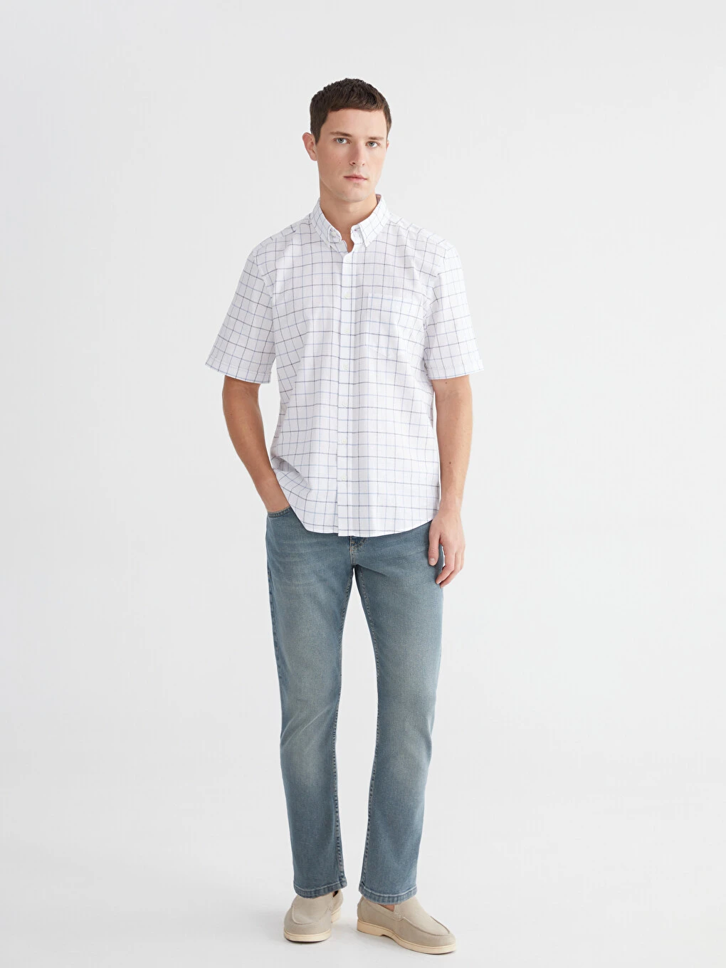 LCWAIKIKI Classic Regular Fit Karirana Dobi Tkanina Muška Košulja