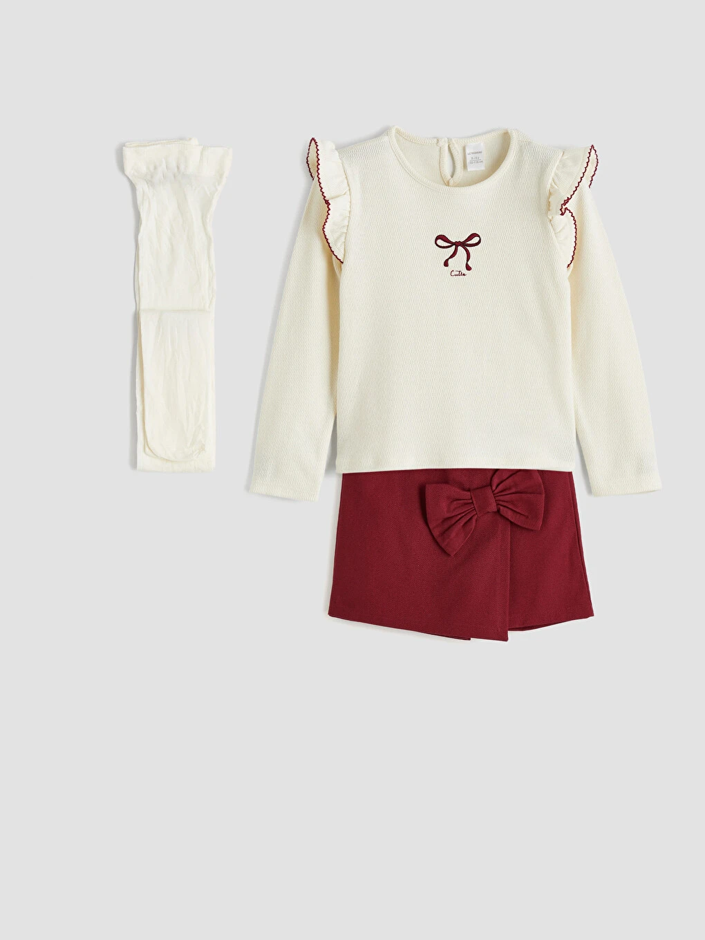 LCW Kids Devojačka Bluza, Šorts, Suknja Sa Detaljem Mašne I Helanke