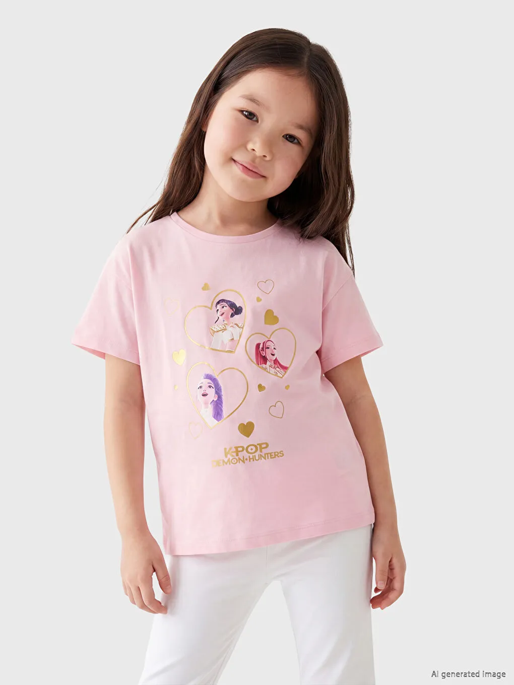 LCW Kids K-pop Demon Hunters Štampana Majica Za Devojčice