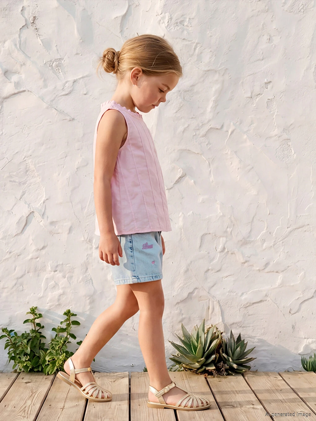 LCW Kids Elastični Vezени Teksas Šorts Za Devojčice