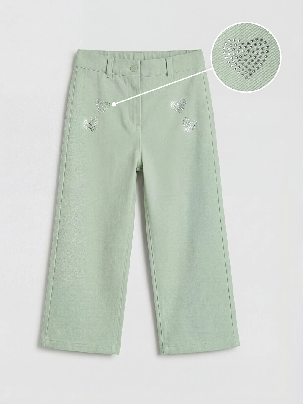 LCW Kids Dečije Keper Pantalone Sa Širokim Nogavicama Ukrašene Cirkonima