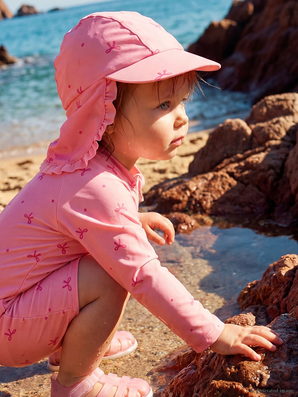 LCW Kids Devojački Kupaći Kostim Set Sa Šeširom