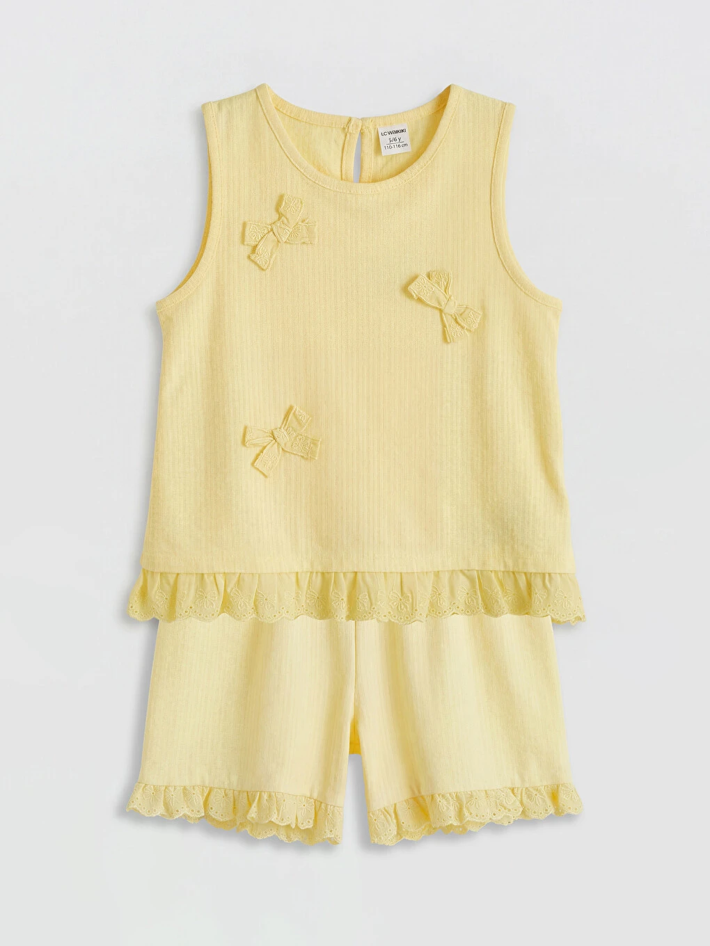 LCW Kids Devojačka Bluza I Šorts Sa Volanom I Mašnom Aplikacijom